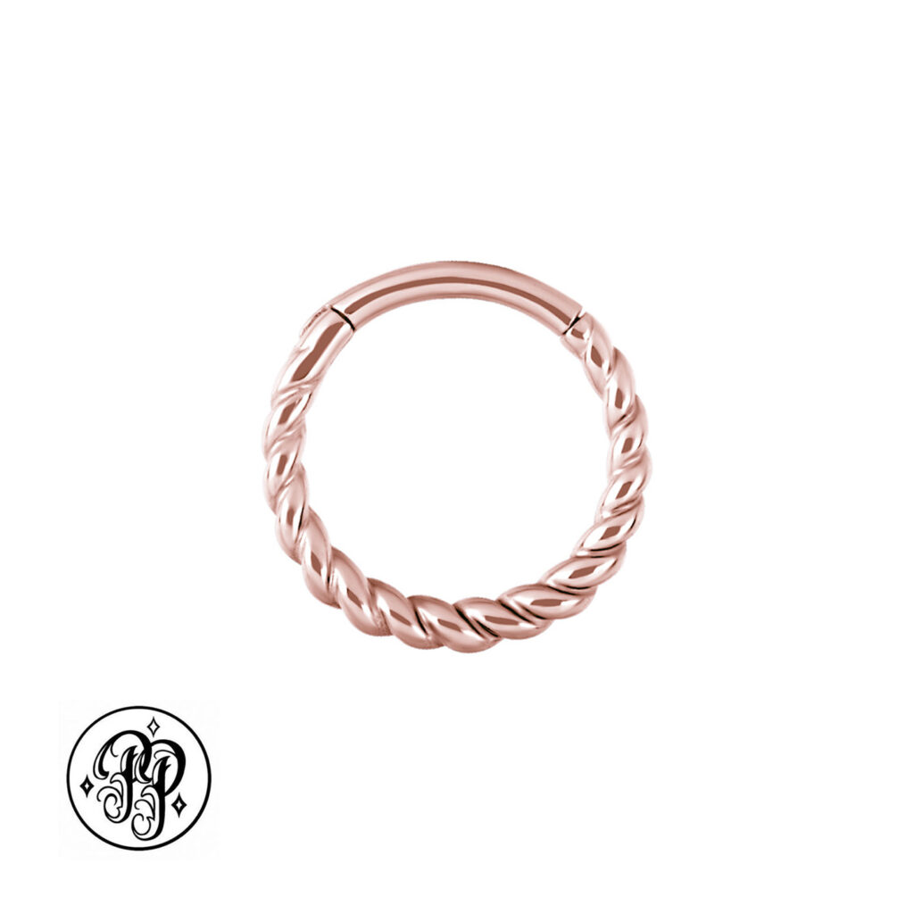 Rose Gold PVD Coated Surgical Steel Twisted Wire Clicker Ring – Pirate ...