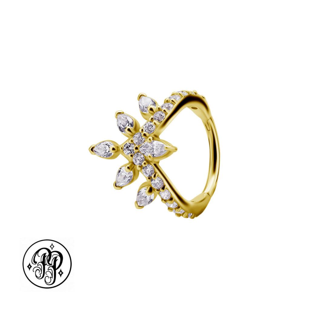 18K Yellow Gold Chandelier Clicker Ring – Pirate Piercing – Webshop