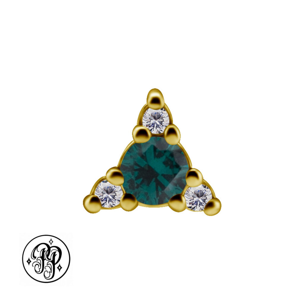 18K Yellow Gold Triforce Threadless End – Pirate Piercing – Webshop