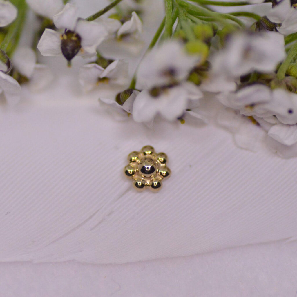 BVLA Yellow Gold Bead Flower Cluster Threaded End – Pirate Piercing ...