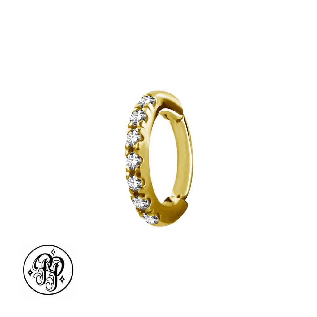 Gold PVD Coated Oval Jewelled Rook Clicker – Pirate Piercing – Webshop