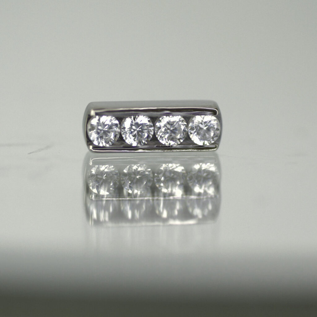 Industrial Strength Titanium Channel-Set 4 Faceted Gem Threadless End – Pirate Piercing – Webshop