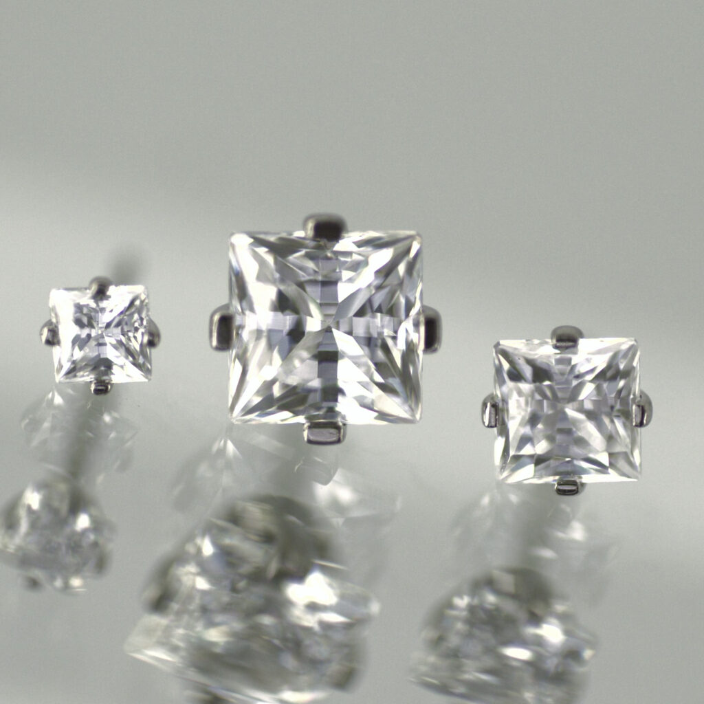 Industrial Strength Titanium 4 Prong Set Princess Star-Cut Threadless ...